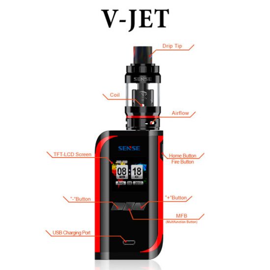 Sense V-Jet Kit | 230W Mod 4.5ml Capacity Tank | The Best Vape