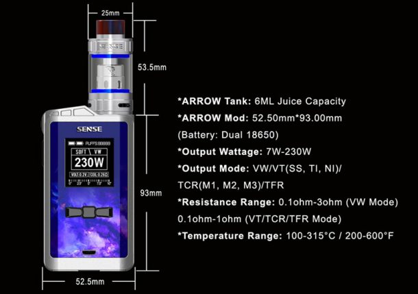 Sense Classic Arrow Kit | Arrow Tank With Mesh Coils | The Best Vape